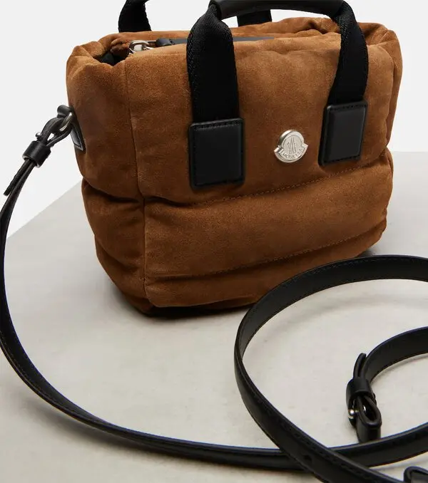 Moncler Caradoc Micro Suede Top-handle Bag - Brown