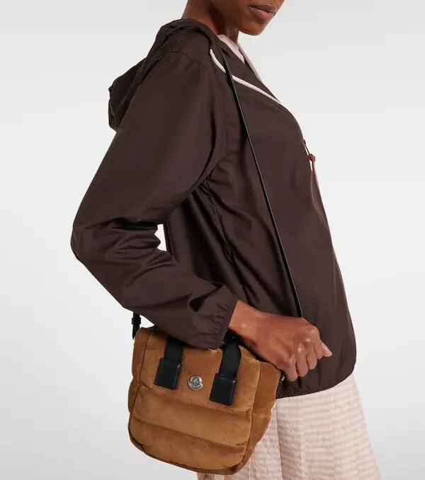 Moncler Caradoc Micro Suede Top-handle Bag - Brown