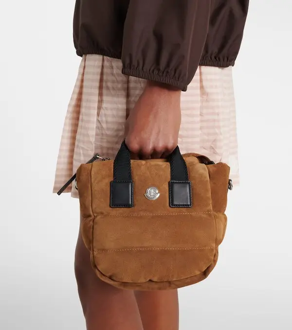 Moncler Caradoc Micro Suede Top Handle Bag - Brown