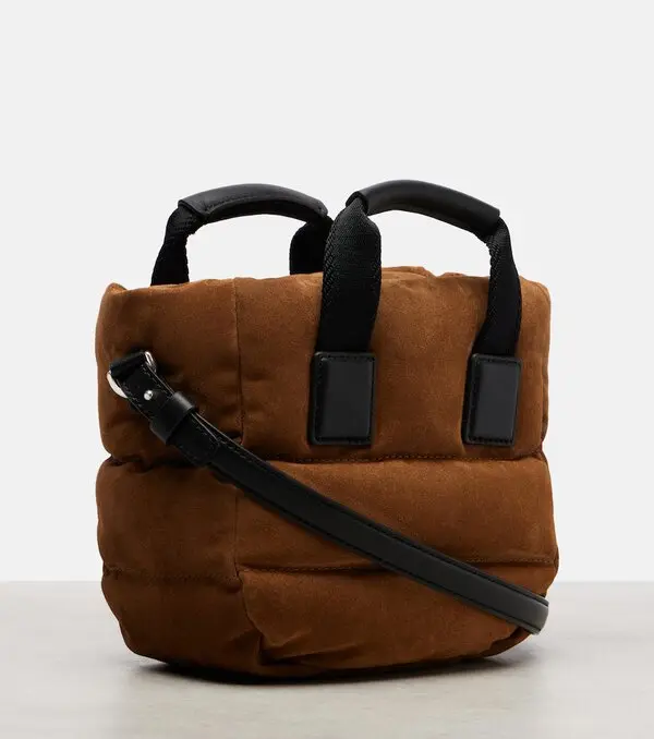 Moncler Caradoc Micro Suede Top Handle Bag - Brown