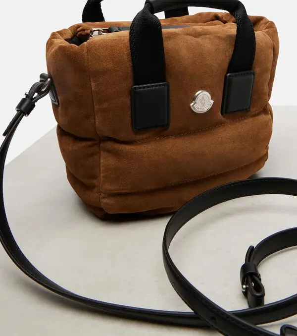 Moncler Caradoc Micro Suede Top Handle Bag - Brown
