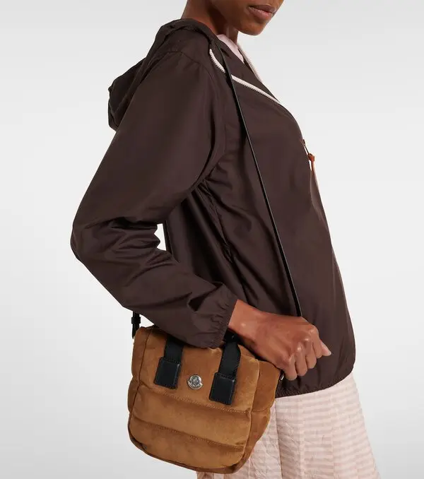 Moncler Caradoc Micro Suede Top Handle Bag - Brown