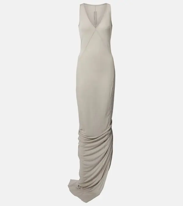 Rick Owens Gathered Jersey Maxi Dress - Grey