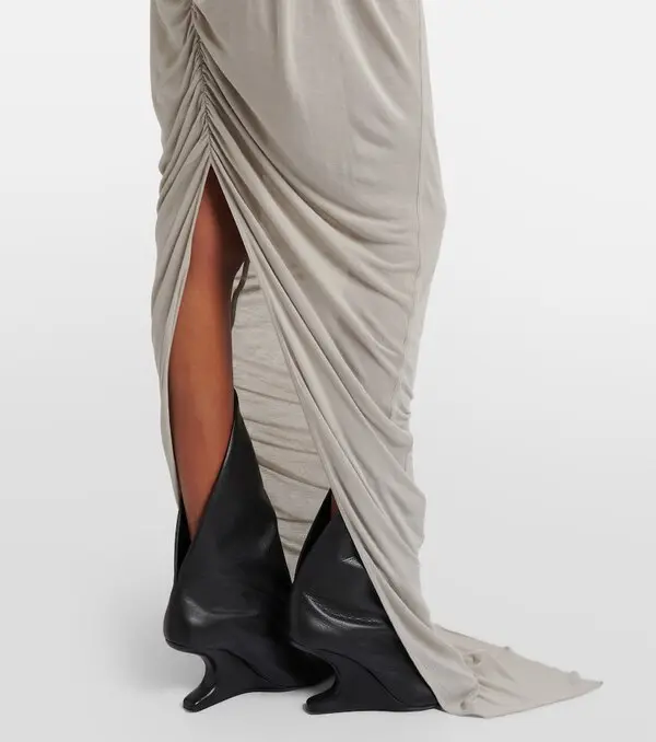Rick Owens Gathered Jersey Maxi Dress - Grey