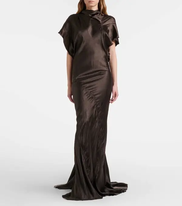 Rick Owens Seb Satin Gown - Brown