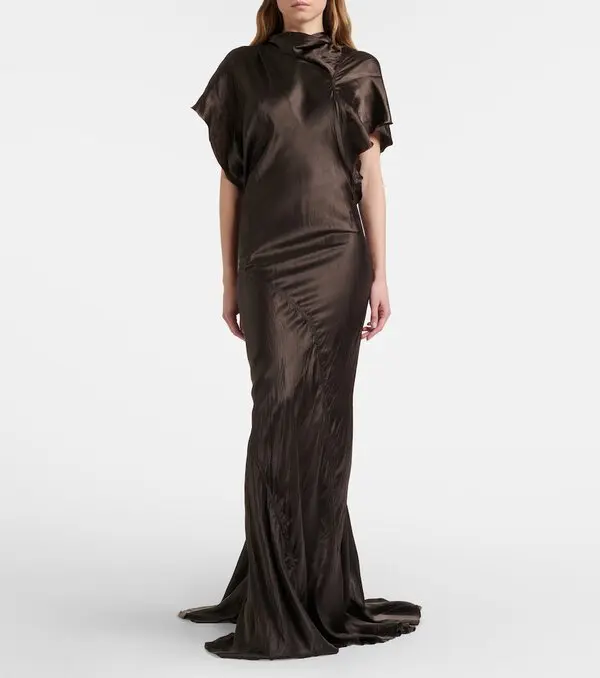 Rick Owens Seb Satin Gown - Brown