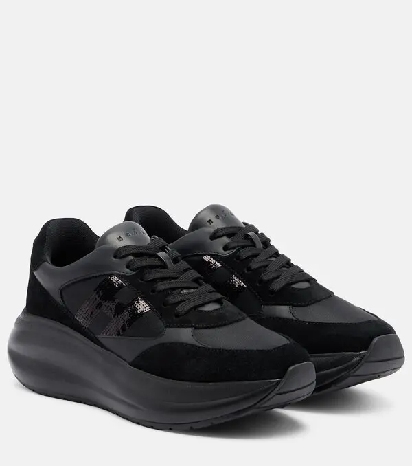 Hogan Maxi I Active Suede-trimmed Sneakers - Black