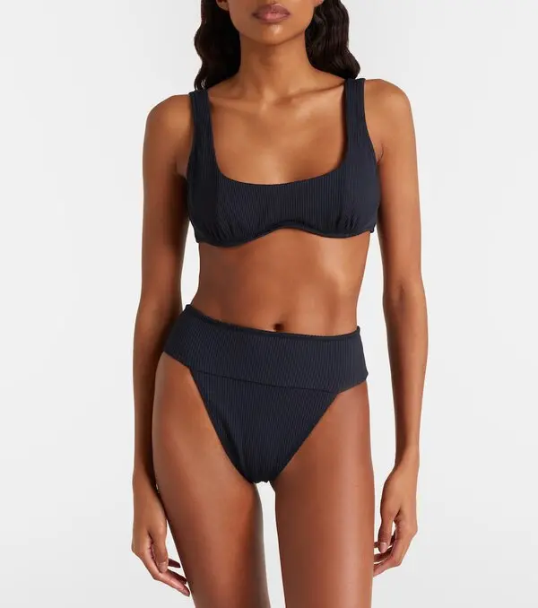 MONTCE Tamarindo Ribbed-knit Bikini Bottom - Black