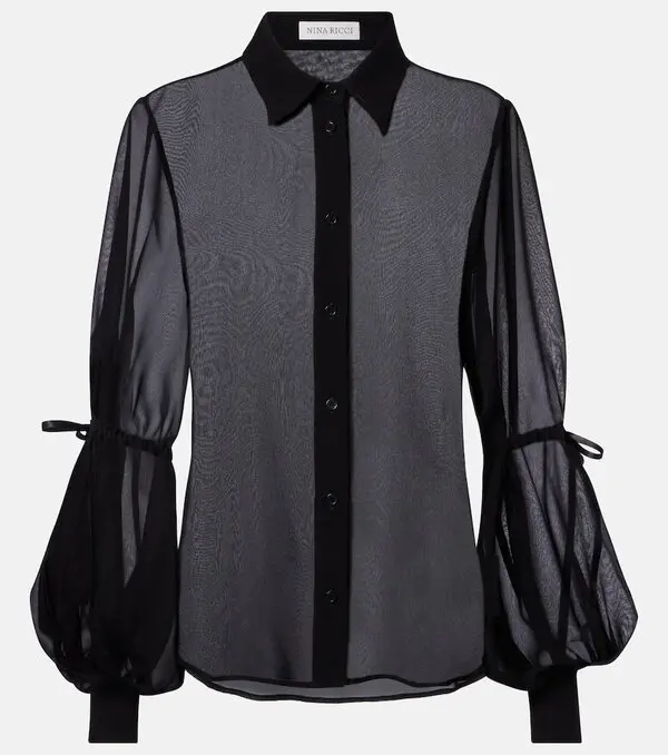 Nina Ricci Sheer Silk Blouse - Black