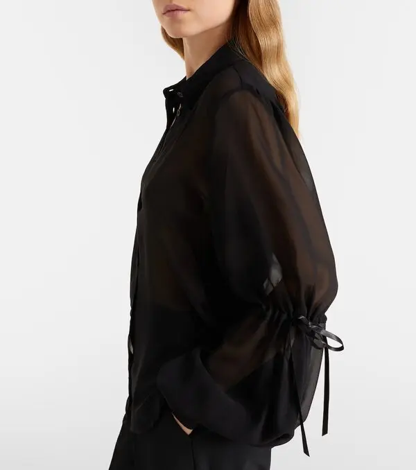 Nina Ricci Sheer Silk Blouse With Buttoned Front And Classic Collar