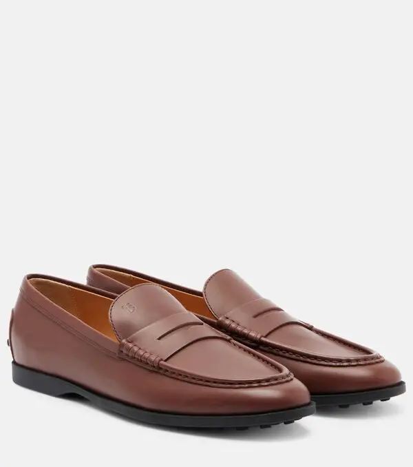 TOD'S Gommino Leather Penny Loafers - Brown