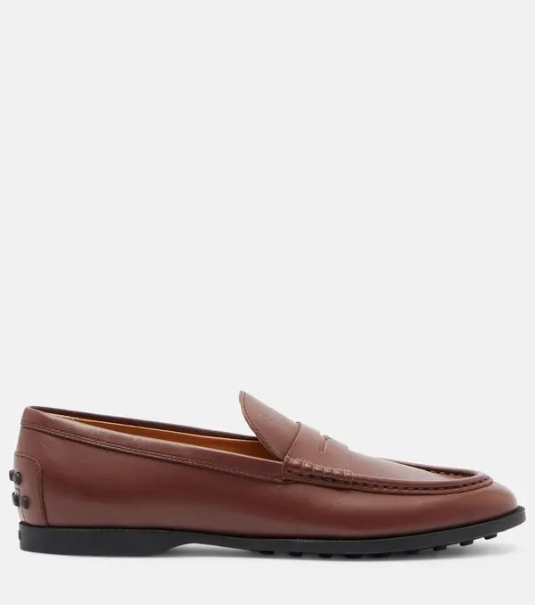 TOD'S Gommino Leather Penny Loafers - Brown