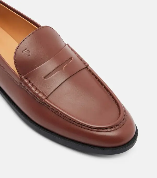 TOD'S Gommino Leather Penny Loafers - Brown