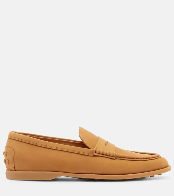 TOD'S Gommino Suede Penny Loafers - Brown
