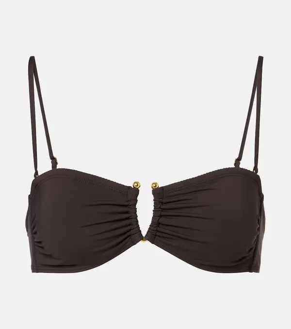 NILI LOTAN Gathered Bikini Top - Brown