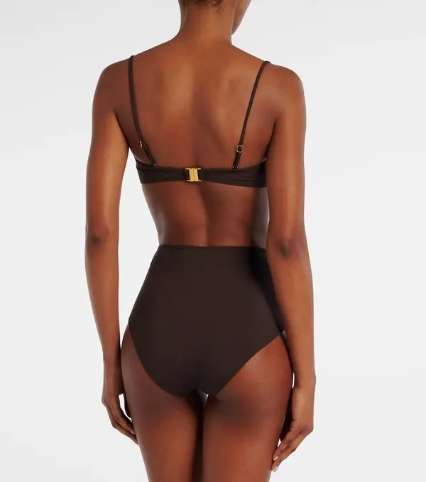 NILI LOTAN Gathered Bikini Top - Brown
