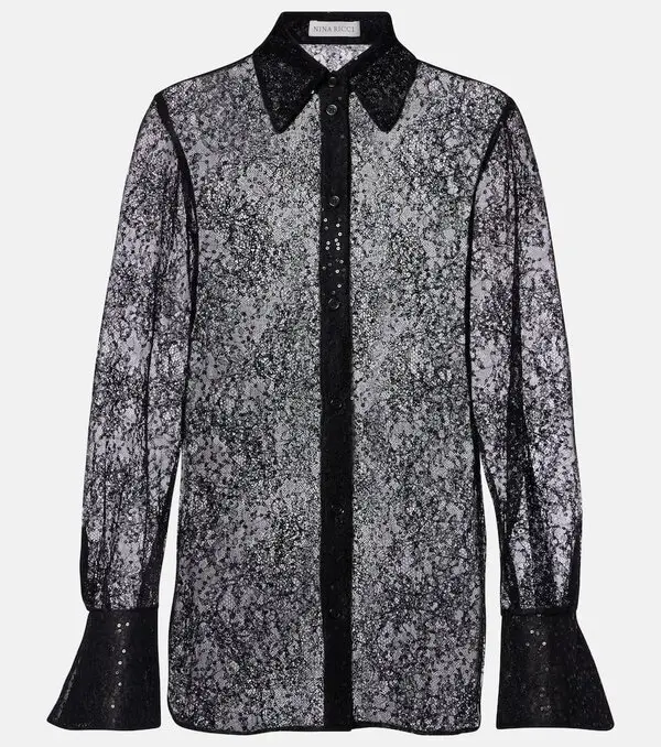Nina Ricci Sequined Lace Shirt