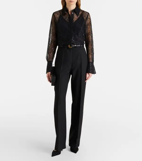 Nina Ricci Sequined Lace Shirt