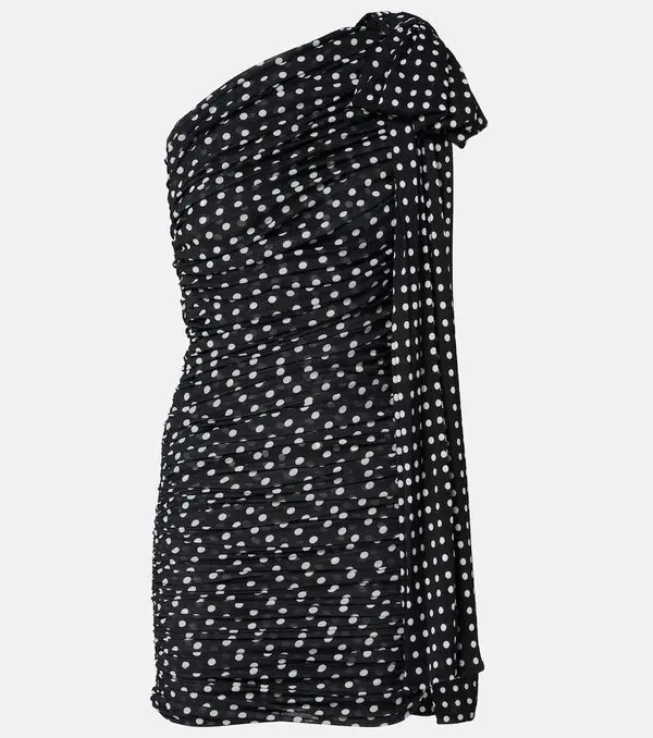 PATOU Polka-dot One-shoulder Mini Dress - Blue