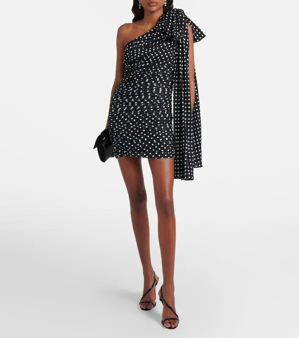 PATOU Polka-dot One-shoulder Mini Dress