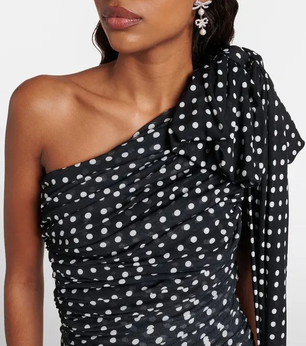 PATOU Polka-dot One-shoulder Mini Dress