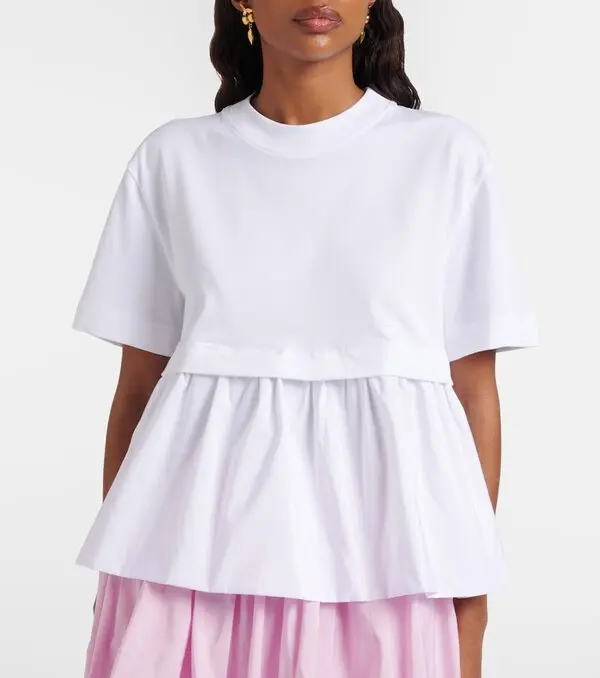 PATOU Cotton Jersey And Faille T-shirt - White