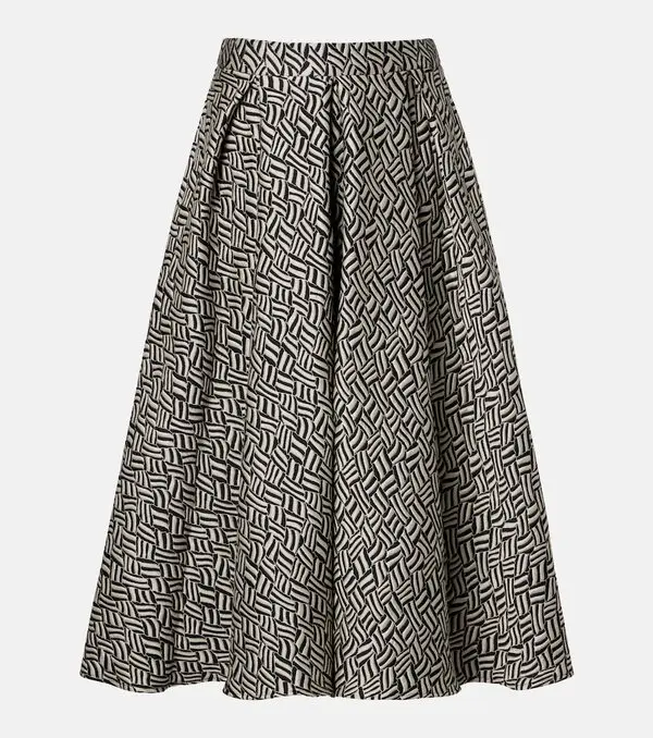Max Mara Perle Cotton-blend Jacquard Midi Skirt - Black
