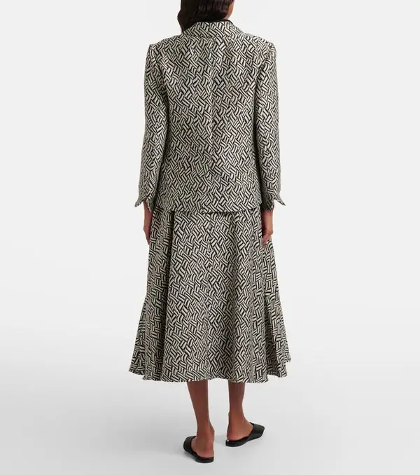 Max Mara Perle Cotton-blend Jacquard Midi Skirt