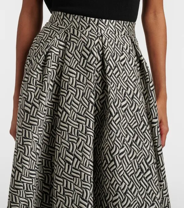 Max Mara Perle Cotton-blend Jacquard Midi Skirt