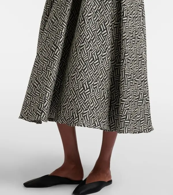 Max Mara Perle Cotton-blend Jacquard Midi Skirt