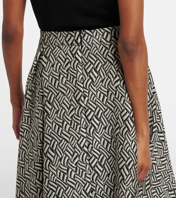 Max Mara Perle Cotton-blend Jacquard Midi Skirt
