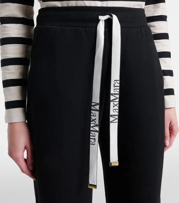 Max Mara Cotton-blend Wide-leg Pants - Black