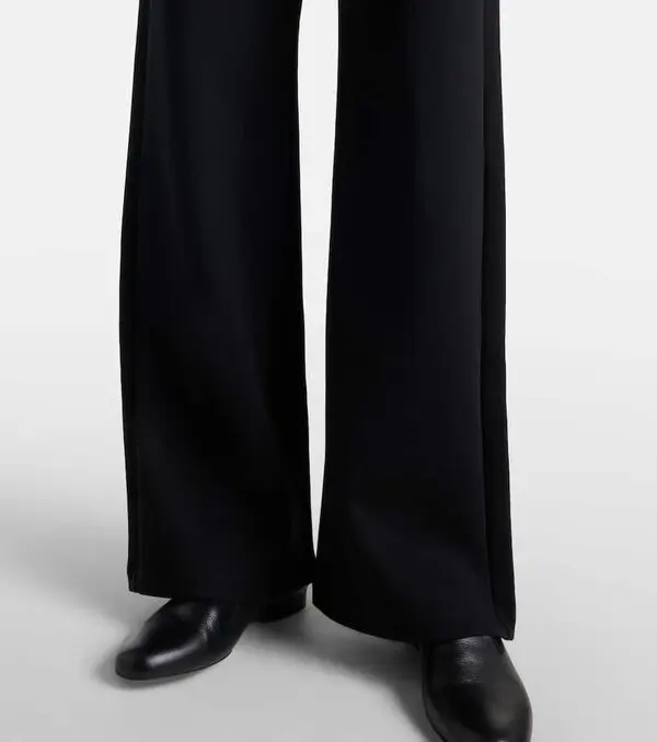 Max Mara Cotton-blend Wide-leg Pants - Black