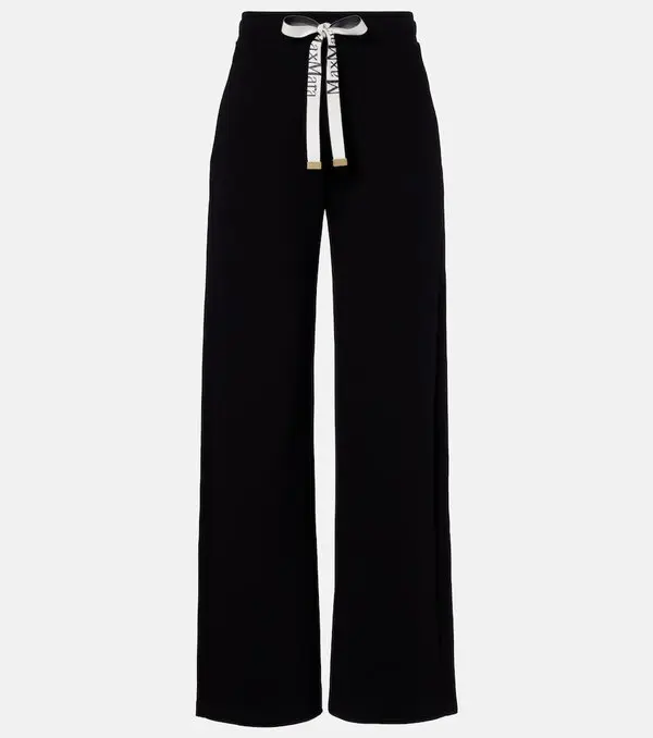 Max Mara Cotton-blend Wide-leg Pants - Black