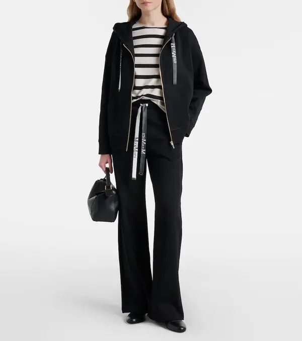 Max Mara Cotton-blend Wide-leg Pants - Black