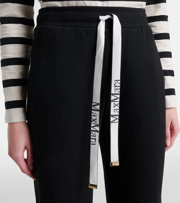 Max Mara Cotton-blend Wide-leg Pants - Black