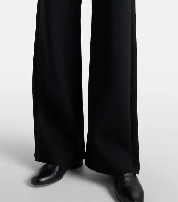 Max Mara Cotton-blend Wide-leg Pants - Black
