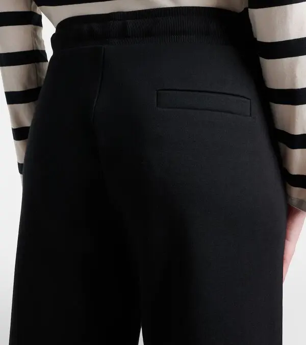 Max Mara Cotton-blend Wide-leg Pants - Black