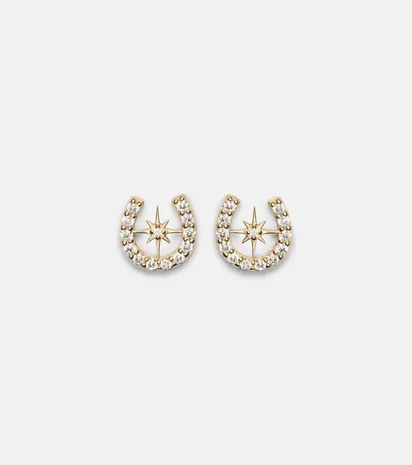 SYDNEY EVAN Horseshoe Starburst Stud Earrings - Gold