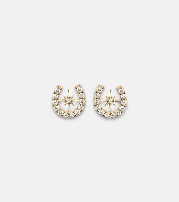 SYDNEY EVAN Horseshoe Starburst Stud Earrings - Gold