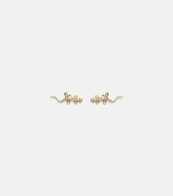 SYDNEY EVAN Lizard Stud Earrings With Diamonds - Gold