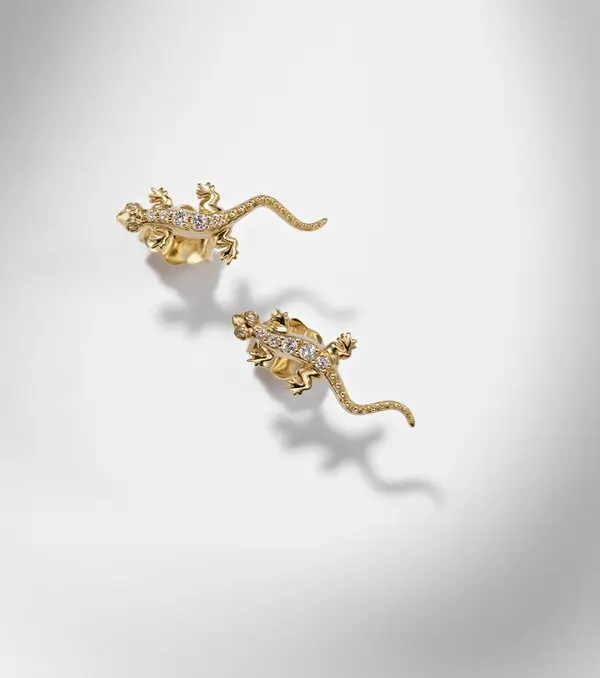 SYDNEY EVAN 14kt Yellow Lizard Diamond Stud Earrings