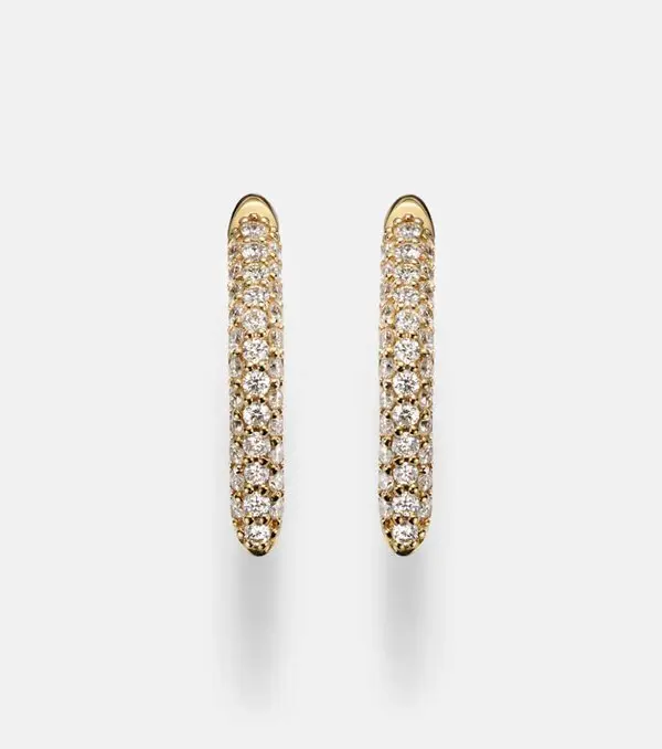 SYDNEY EVAN 14kt Yellow Hoop Earrings With Diamonds - Gold