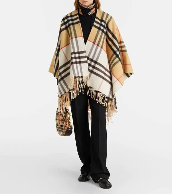 Burberry Check Cashmere And Wool Shawl
