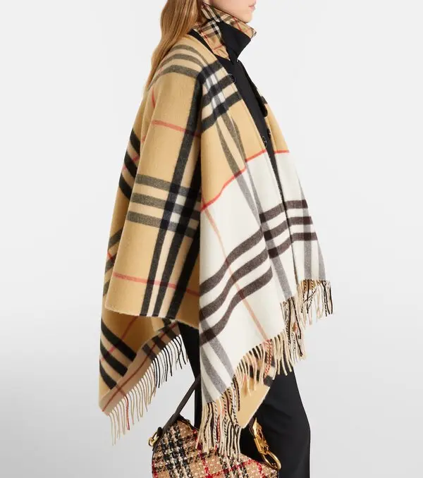 Burberry Check Cashmere And Wool Shawl