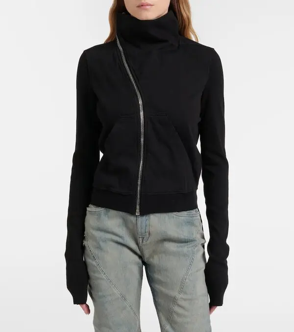 Rick Owens Belted Cotton Jersey Sweatshirt - Black