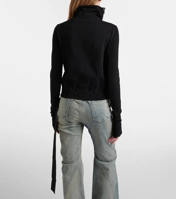 Rick Owens Belted Cotton Jersey Sweatshirt - Black