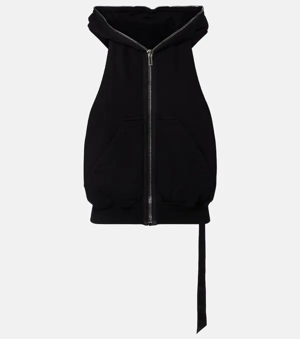 Rick Owens Cotton Jersey Hooded Vest - Black
