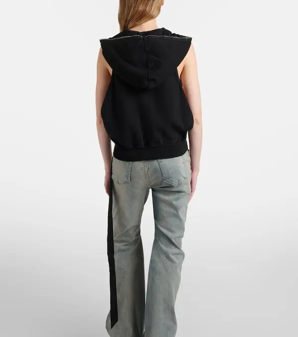 Rick Owens Cotton Jersey Hooded Vest