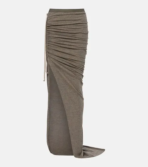 Rick Owens Cotton-blend Jersey Maxi Skirt - Grey